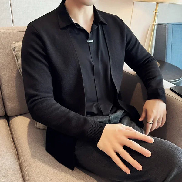 Men’s Layered Shirt with Cardigan Effect – Refined Overlay Design for